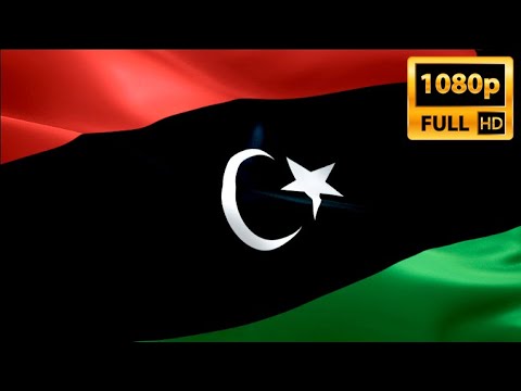 Libyan flag video waving in wind. Realistic Tripoli Flag background ...