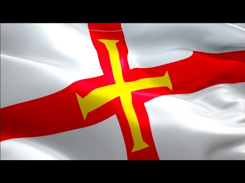 Guernsey flag closeup 1080p Full HD 1920X1080 footage waving in wind ...