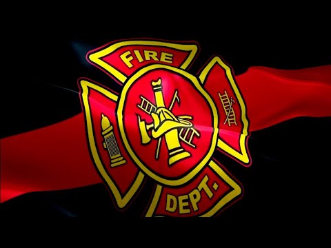 Firefighter Fire Brigade waving flag. Responder SERVICE department Fire ...