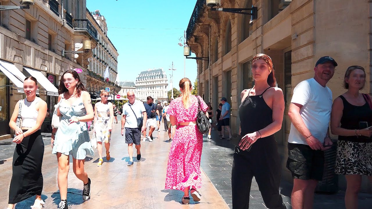 BORDEAUX 4K SUMMER WALK -Tourists invade the street despite the heat ...