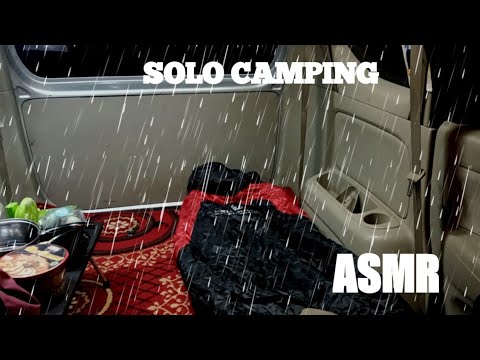 Solo camping [ malam ke 2 ] memasak di dalam mobil, angin kencang dan ...