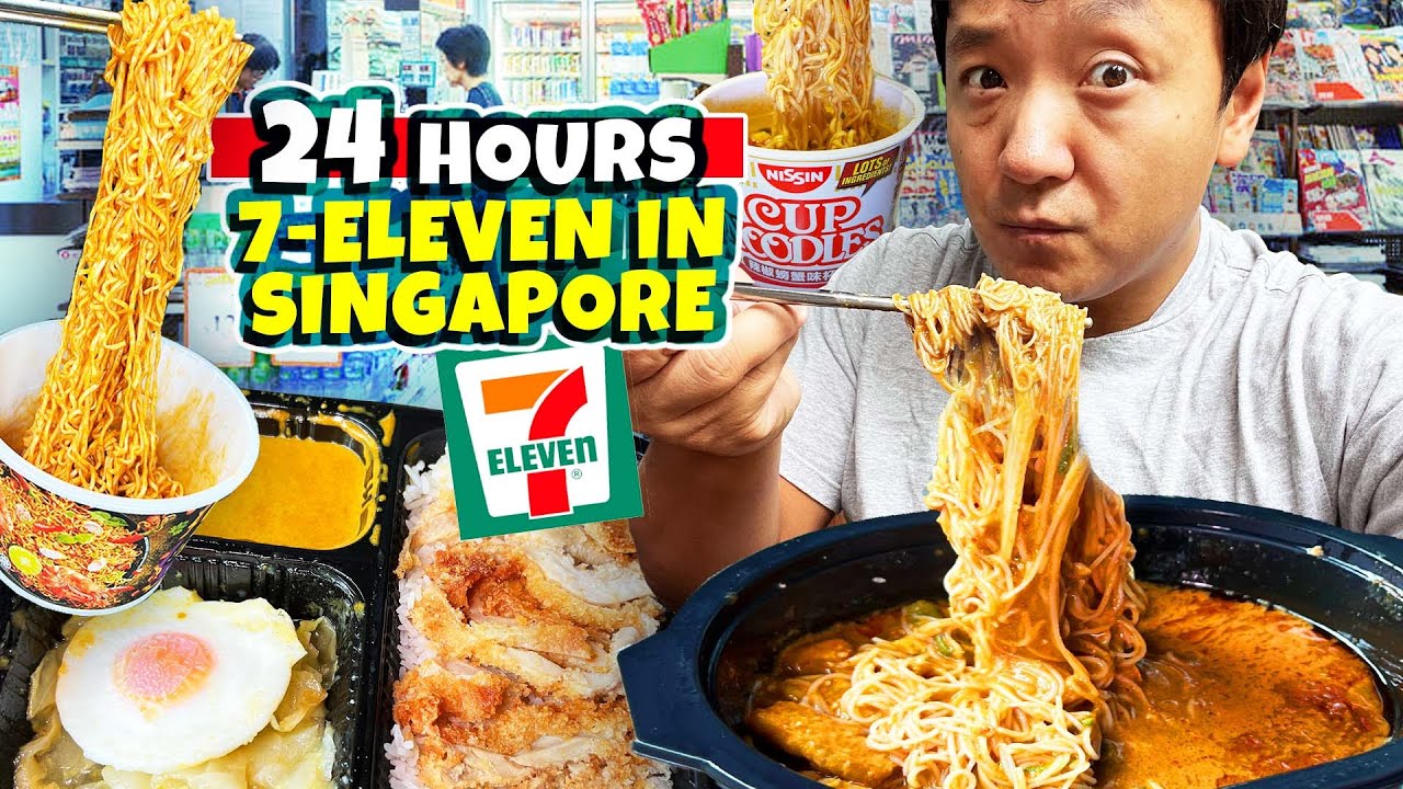 24 Hours Eating ONLY 7-Eleven HAWKER FOOD & Spiciest INSTANT NOODLE in ...