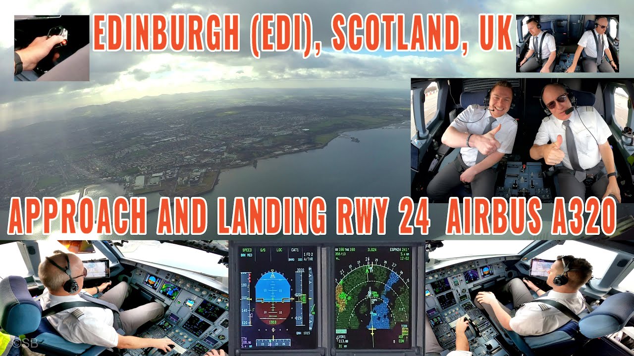 Edinburgh (EDI) | full approach Runway 24 | briefing, pilots, cockpit ...