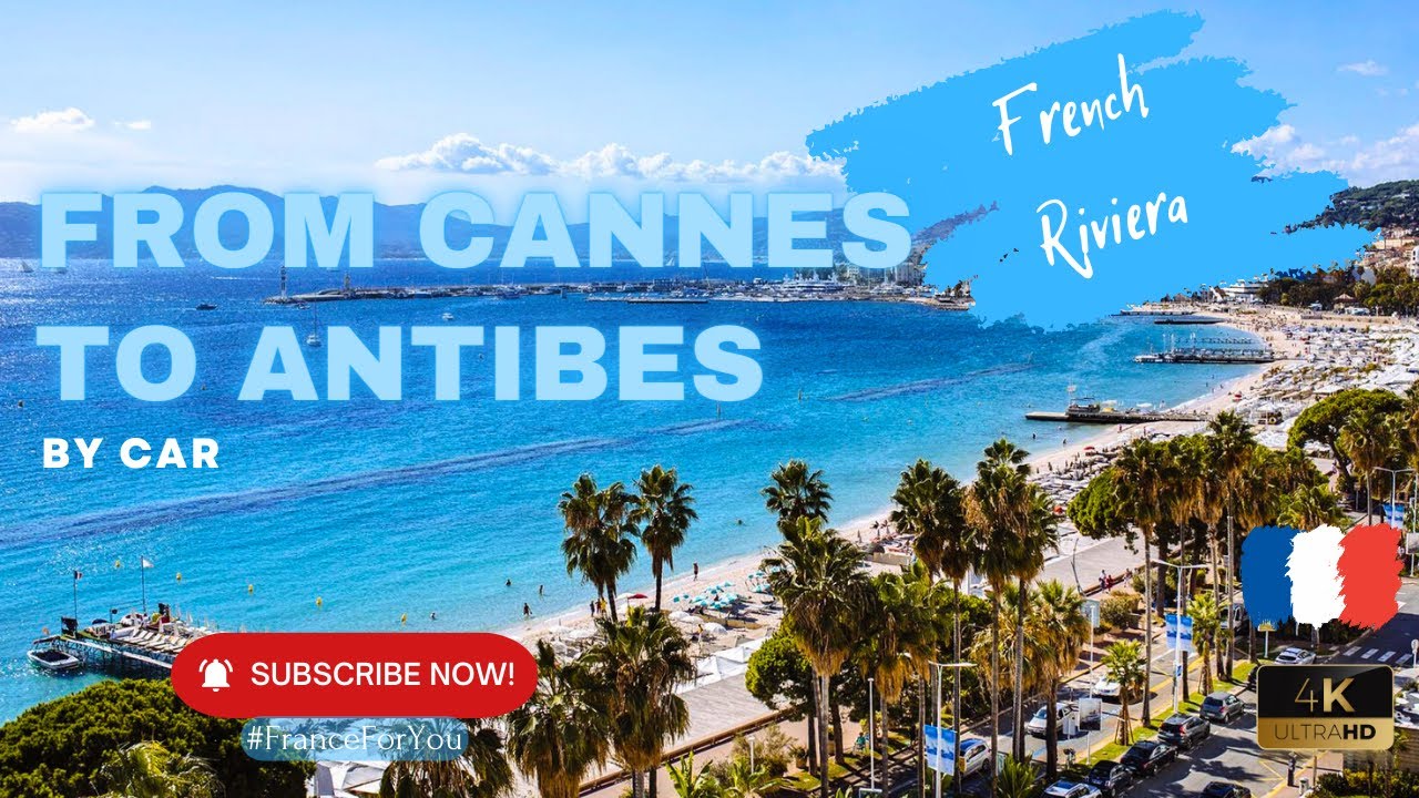French Riviera: Scenic road from Cannes to Antibes along the sea by car ...