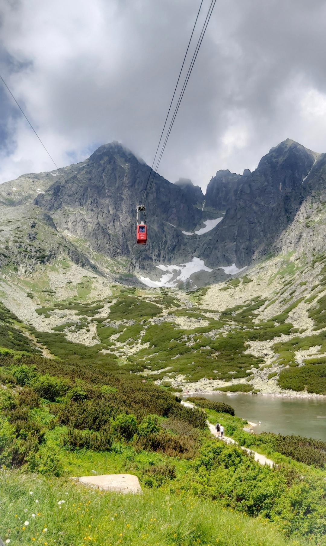 Tatra mountains, Slovakia. Cable car takes you to the top of Lomnicky ...