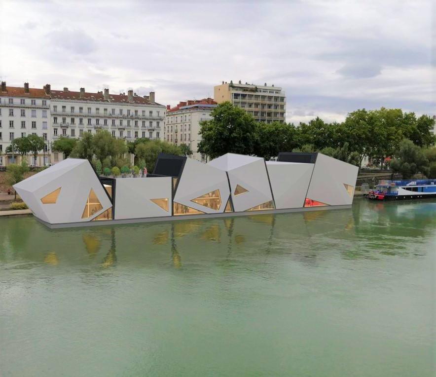 Théâtre l'île Ô, on the Rhône, Lyon, France; architect Waterstudio NL ...