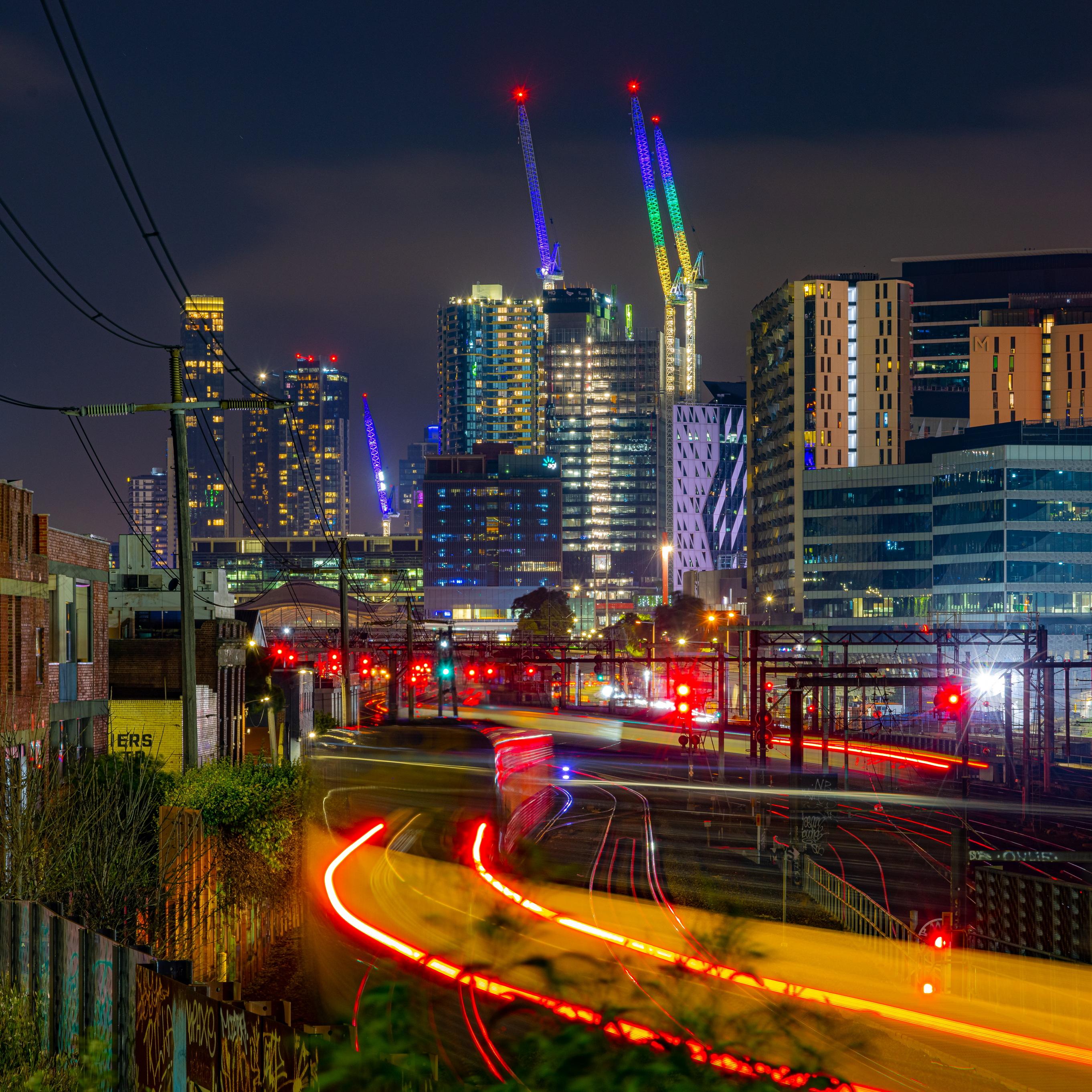 Melbourne, Australia. Nth Melbourne station viewing platform looking ...