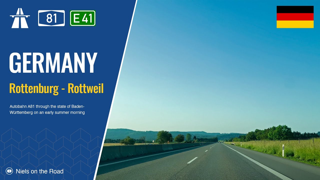 Driving in Germany: Autobahn A81 E41 from Rottenburg am Neckar to ...