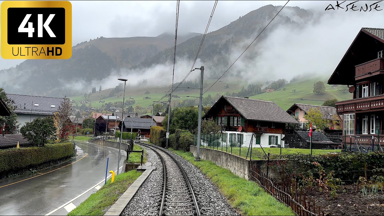 4K Cab Ride - Goldenpass MOB Train Switzerland - Saanen to Montbovon ...