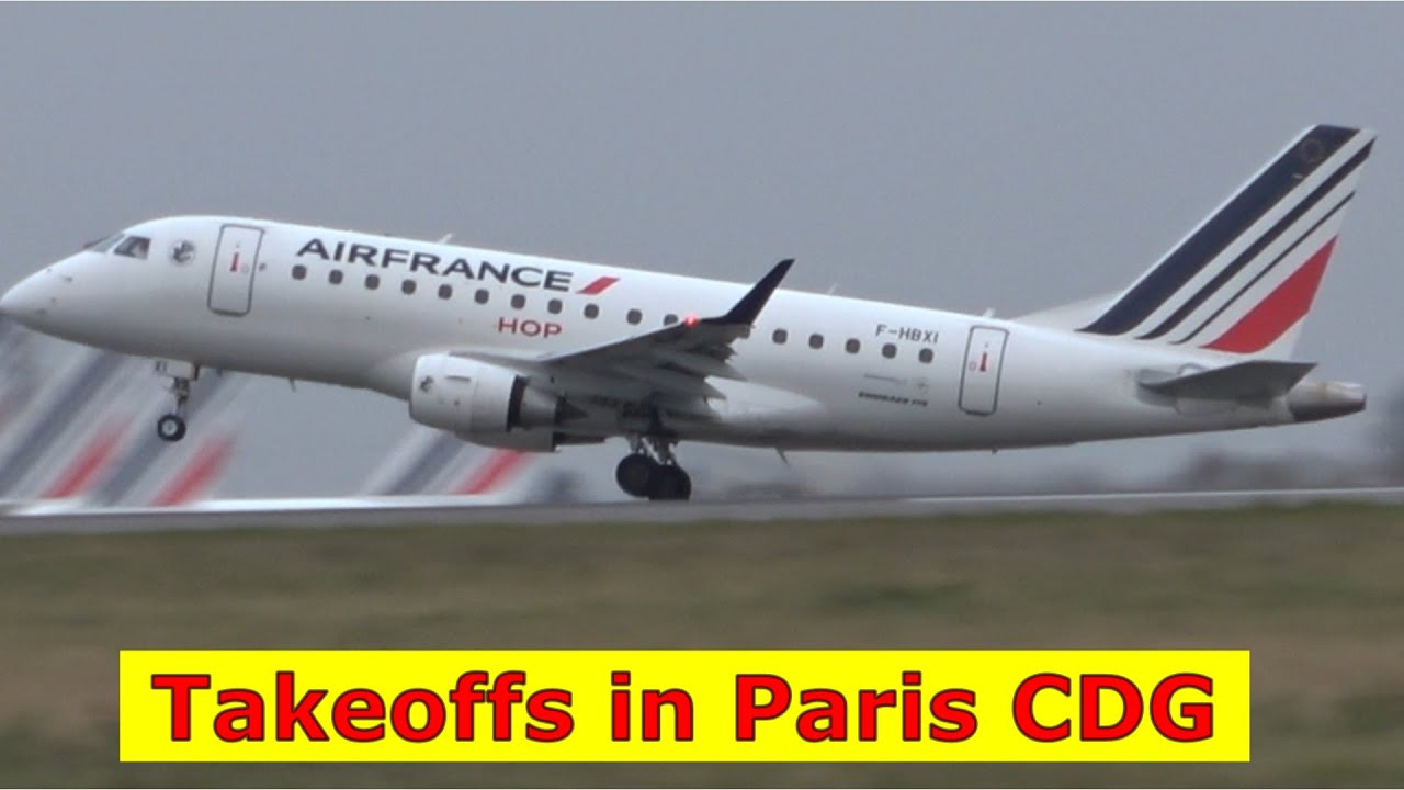 Takeoffs in Paris CDG (2/2) - Boeing 787, 777, Airbus A350, A330, A320 ...