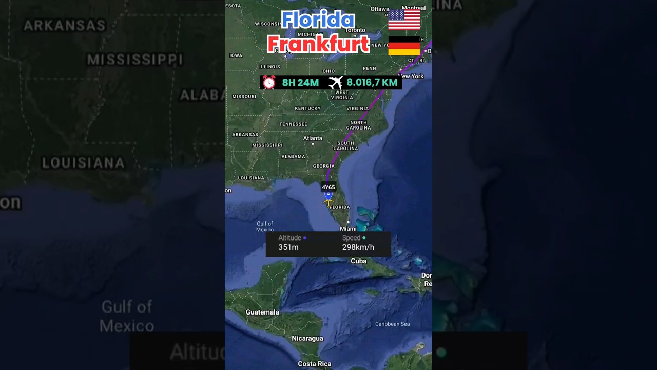 🌎 ️ Tamba Florida to Frankfurt Flight Route Map || 🇺🇸 United States to ...
