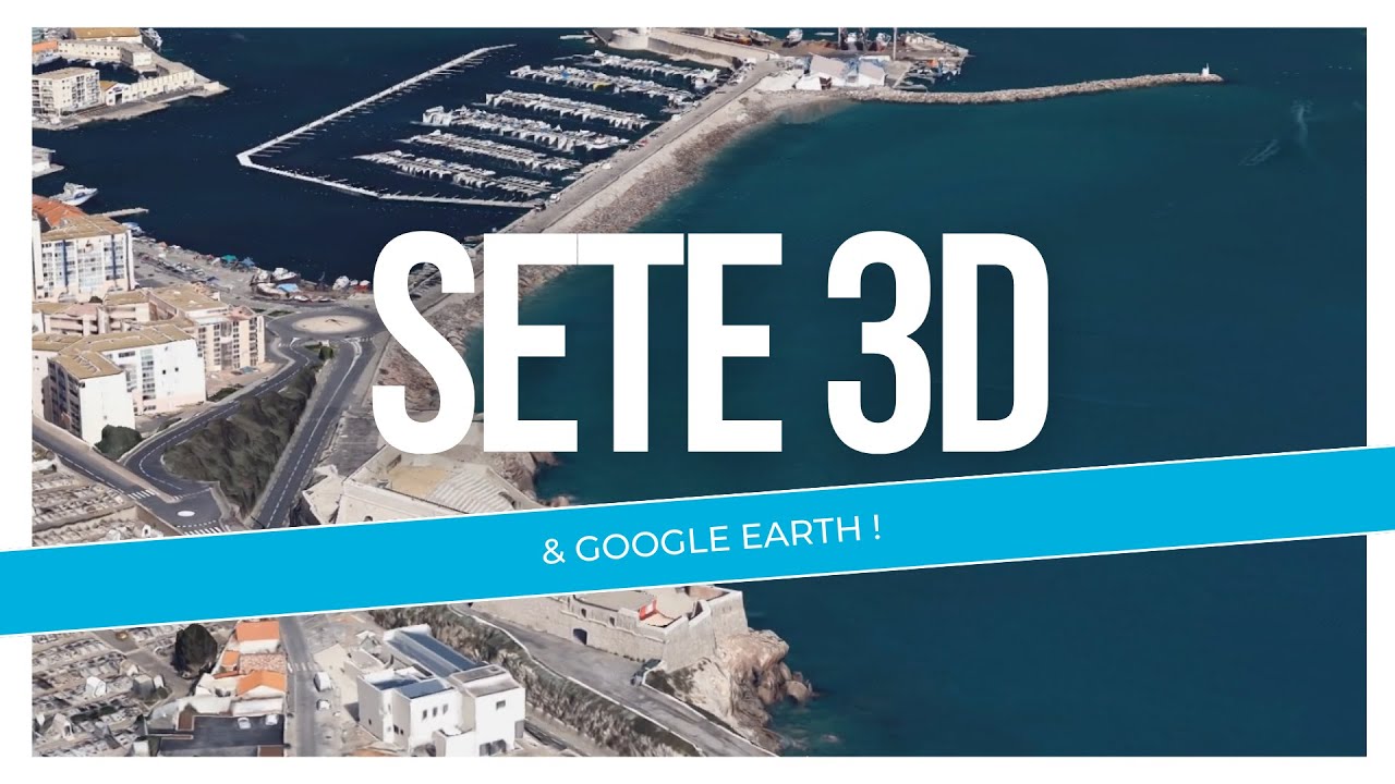 Sète vue aérienne Animation à l'aide des images 3D et satellite avec ...