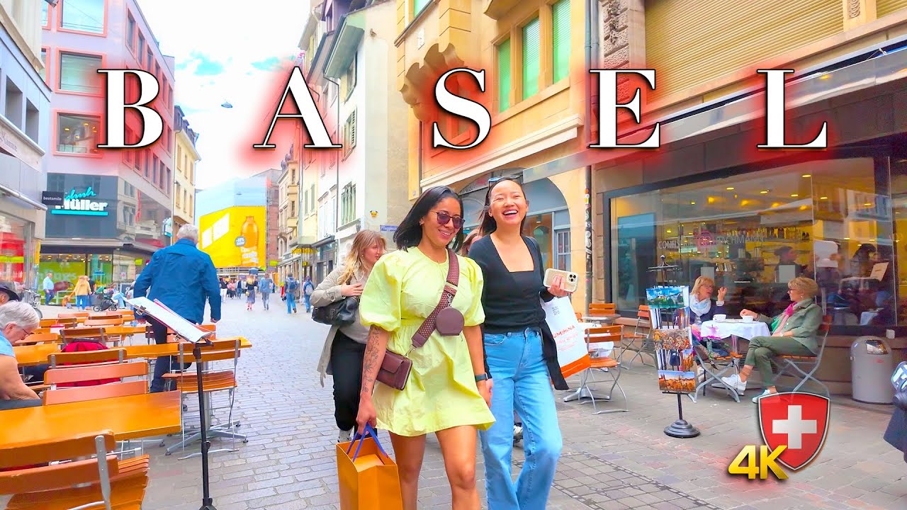 SWITZERLAND BASEL 🇨🇭 Stroll through City Centre 4K Shopping Streets ...