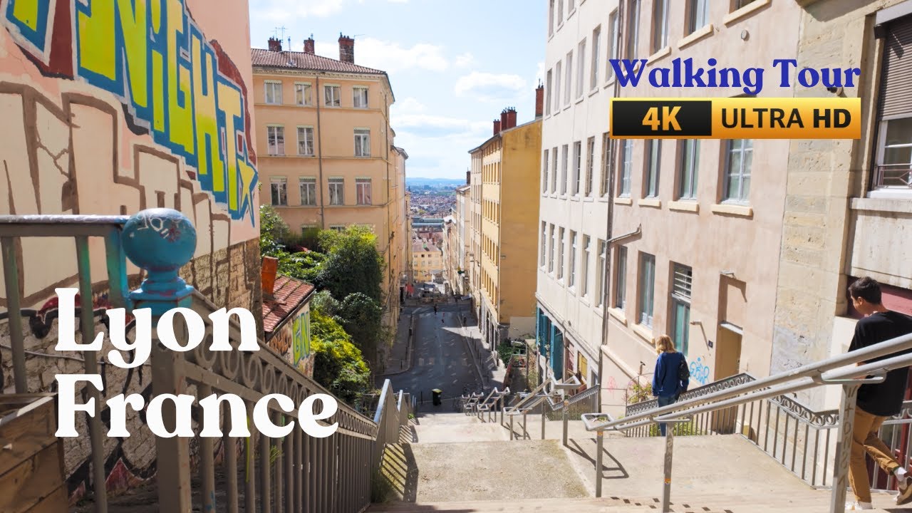 LYON 🇫🇷 4k City Walking Tour | Hidden Streets & Steep Stairways from ...