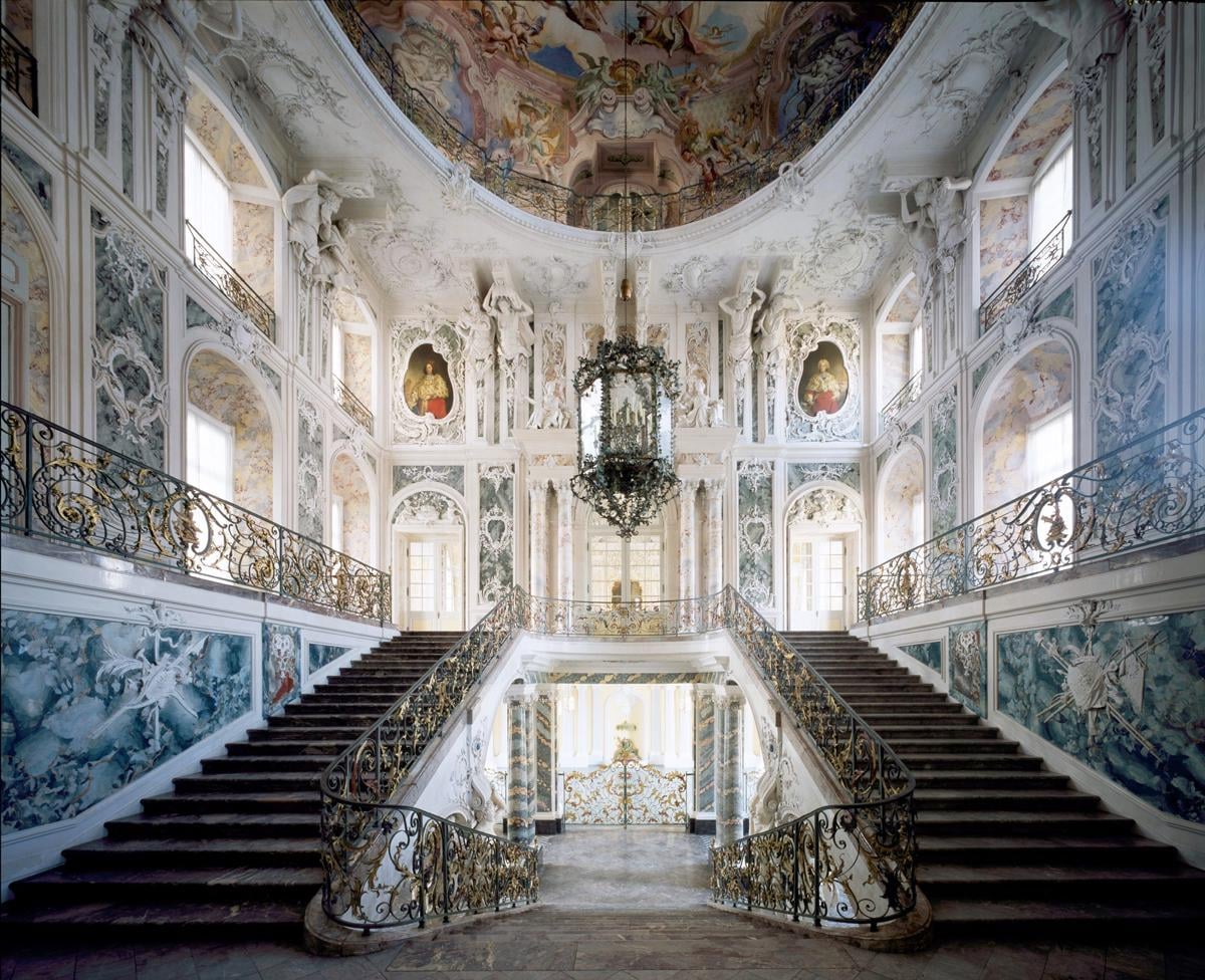 The magnificent rococo staircase of Augustusburg Palace in Brühl ...