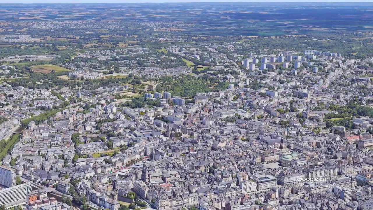 Rennes Aerial View 3D Elegant 4K Drone Tour of Brittany’s Historic ...